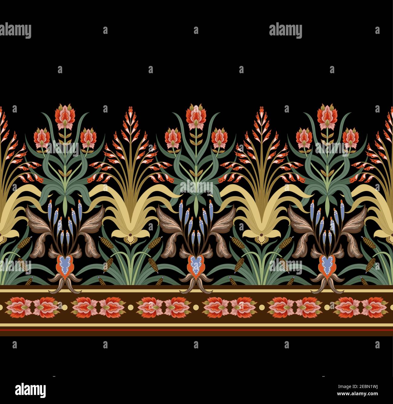 Modern border with floral art deco elements. Vector Stock Vector Image ...