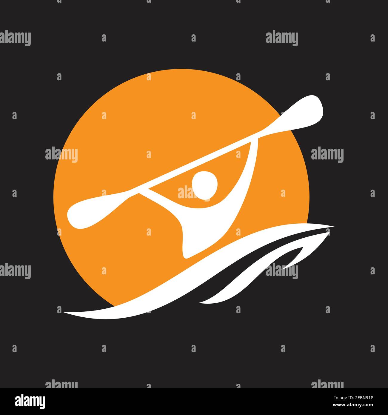 Abstract people Kayak symbol icon isolated on white background. Kayak ...