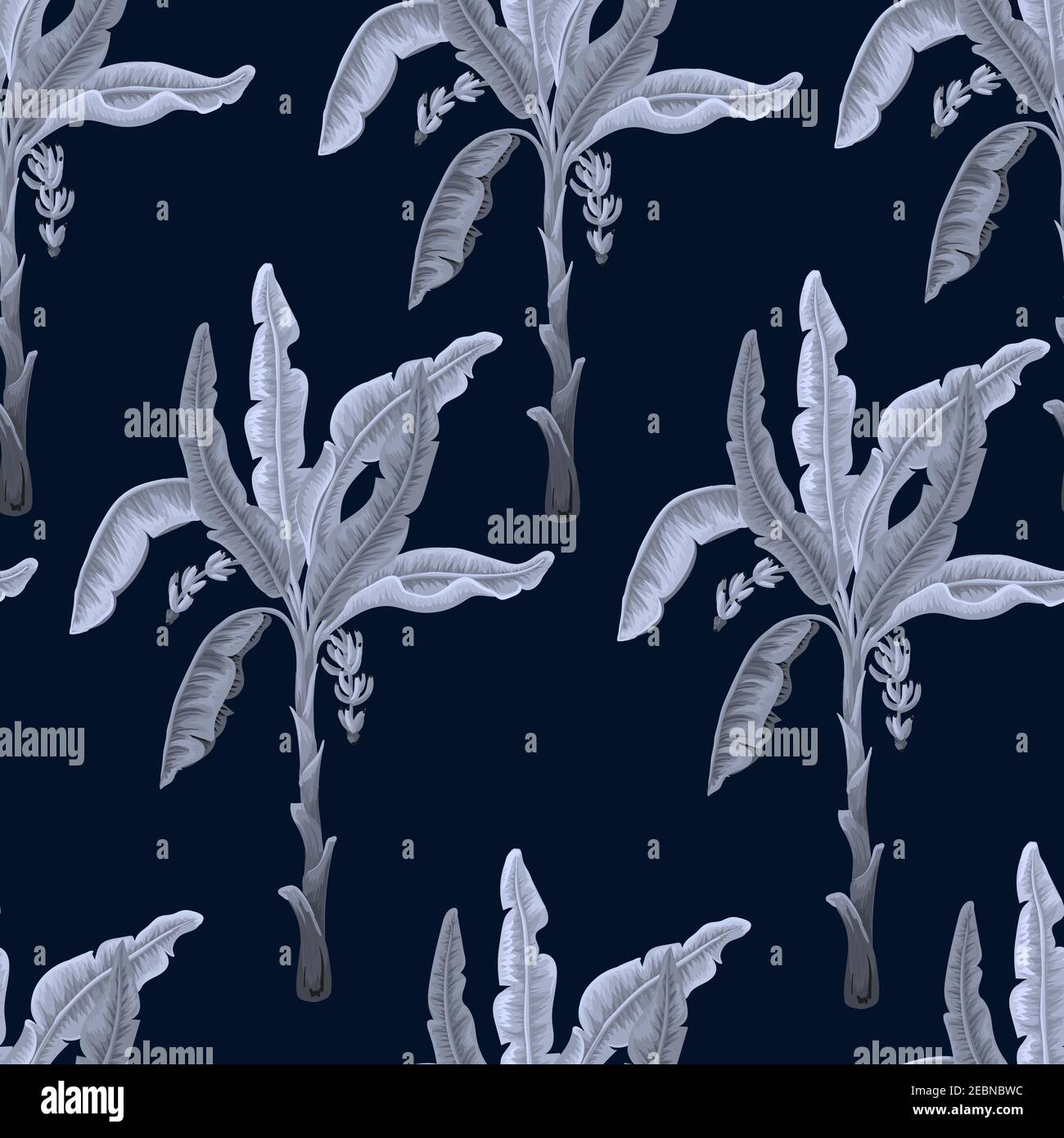 Seamless pattern with exotic banana trees. Interior vintage wallpaper ...