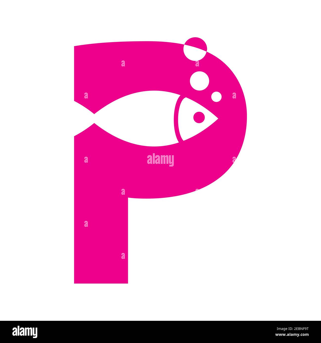 Creative modern design letter P with fish in modern style for your best ...