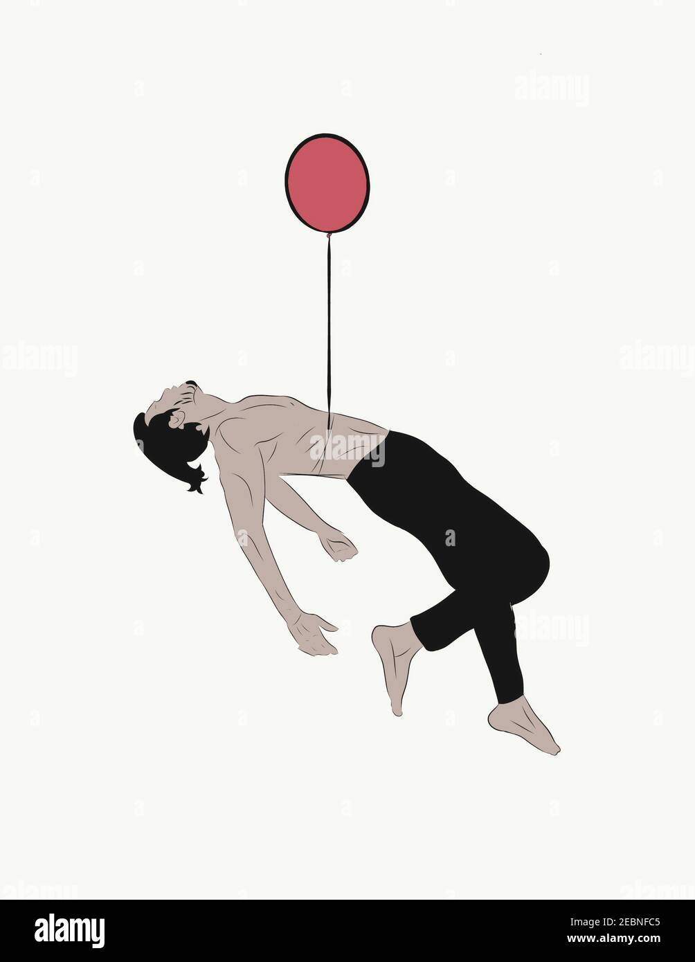 Illustration of a man flying with the balloon isolated on white ...