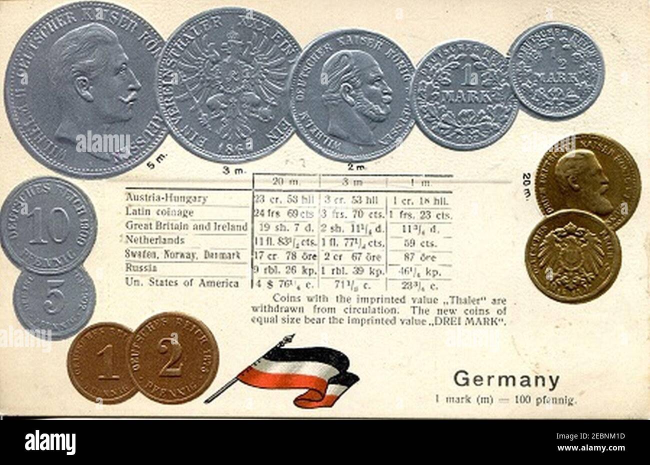 Numismatic postcard from the early 1900's - German Empire Stock Photo ...