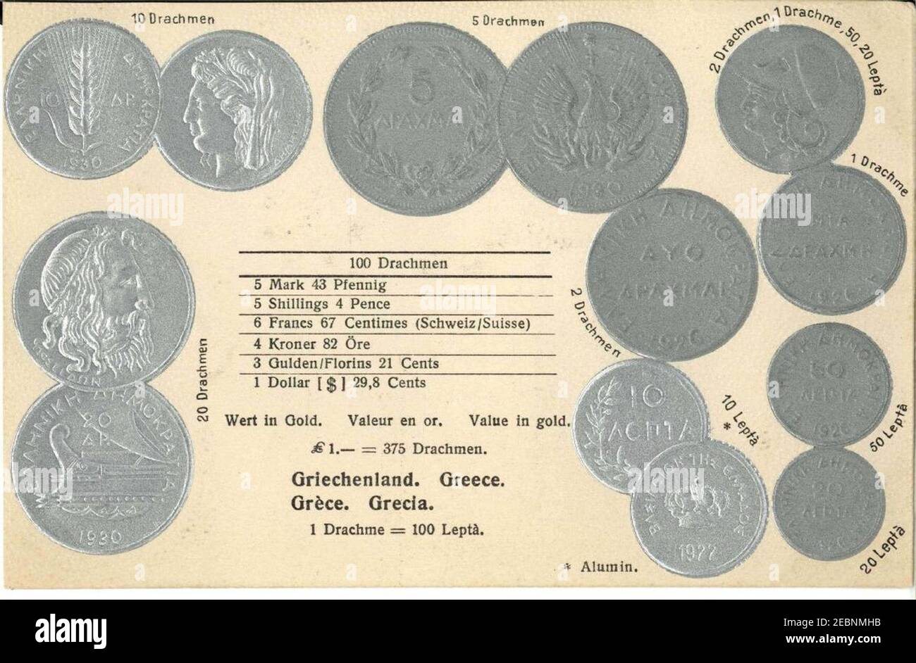 Numismatic post-card with contemporary coins - The Hellenic Republic ...