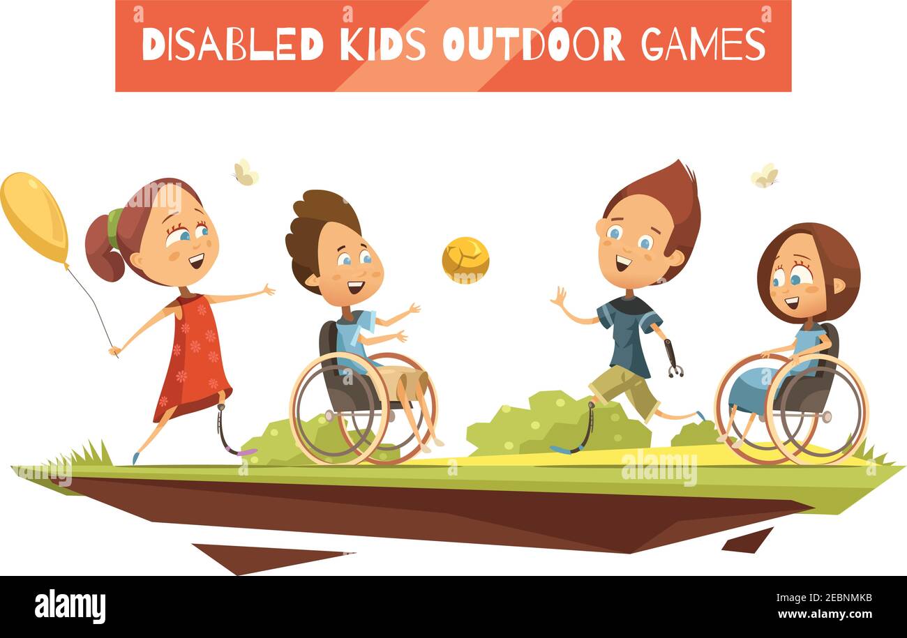 Outdoor games of disabled kids on wheelchair and with prosthetic limbs ...