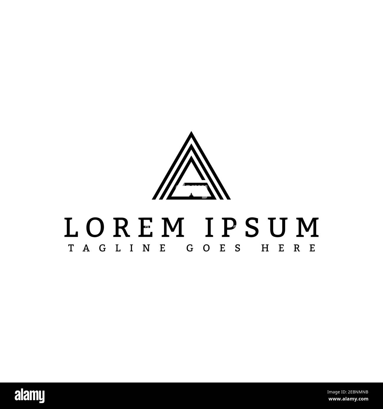 Initial letter G in outline style shape triangle. Unique letter G in ...