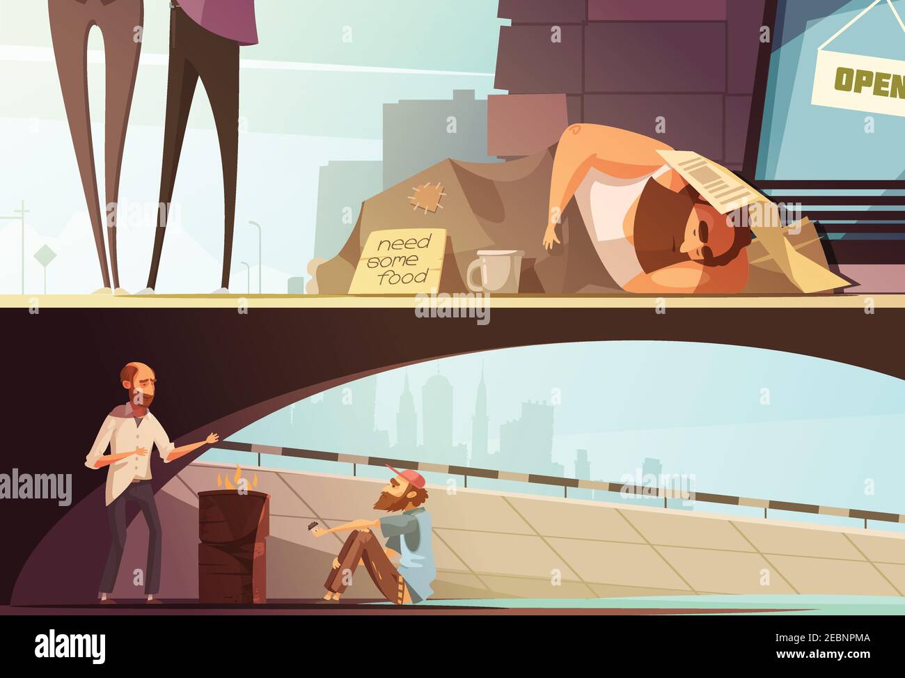 Homeless people sleeping under bridge Stock Vector Images - Alamy