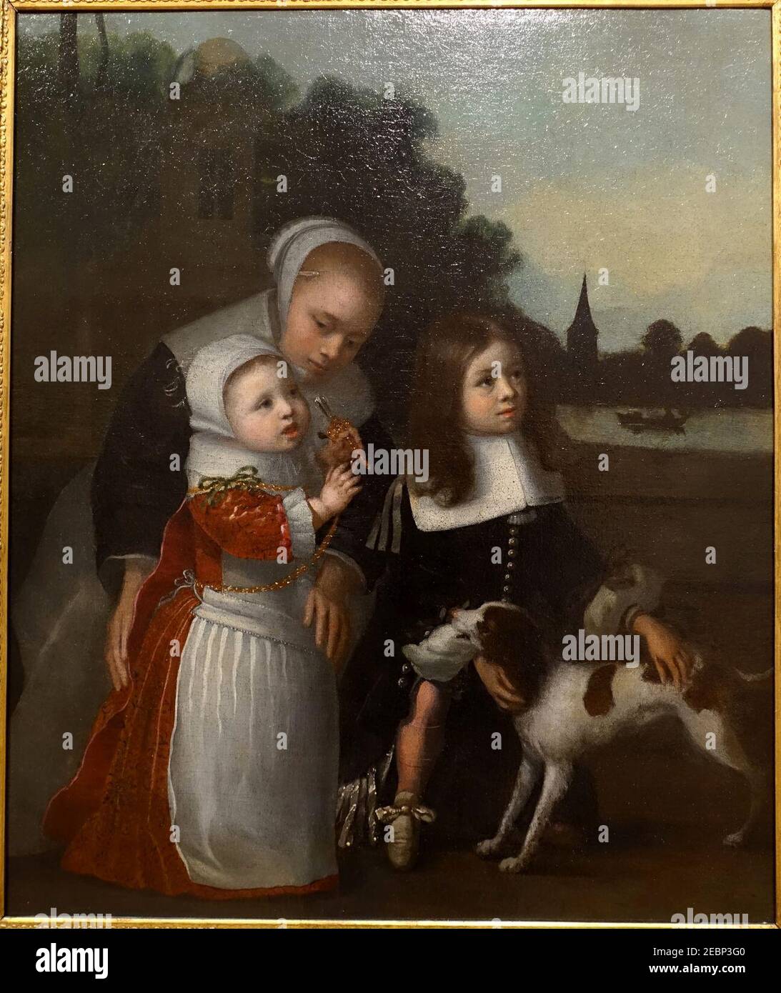 Nursemaid with two children and a dog, attributed to Jacob Gerritz Cuyp ...