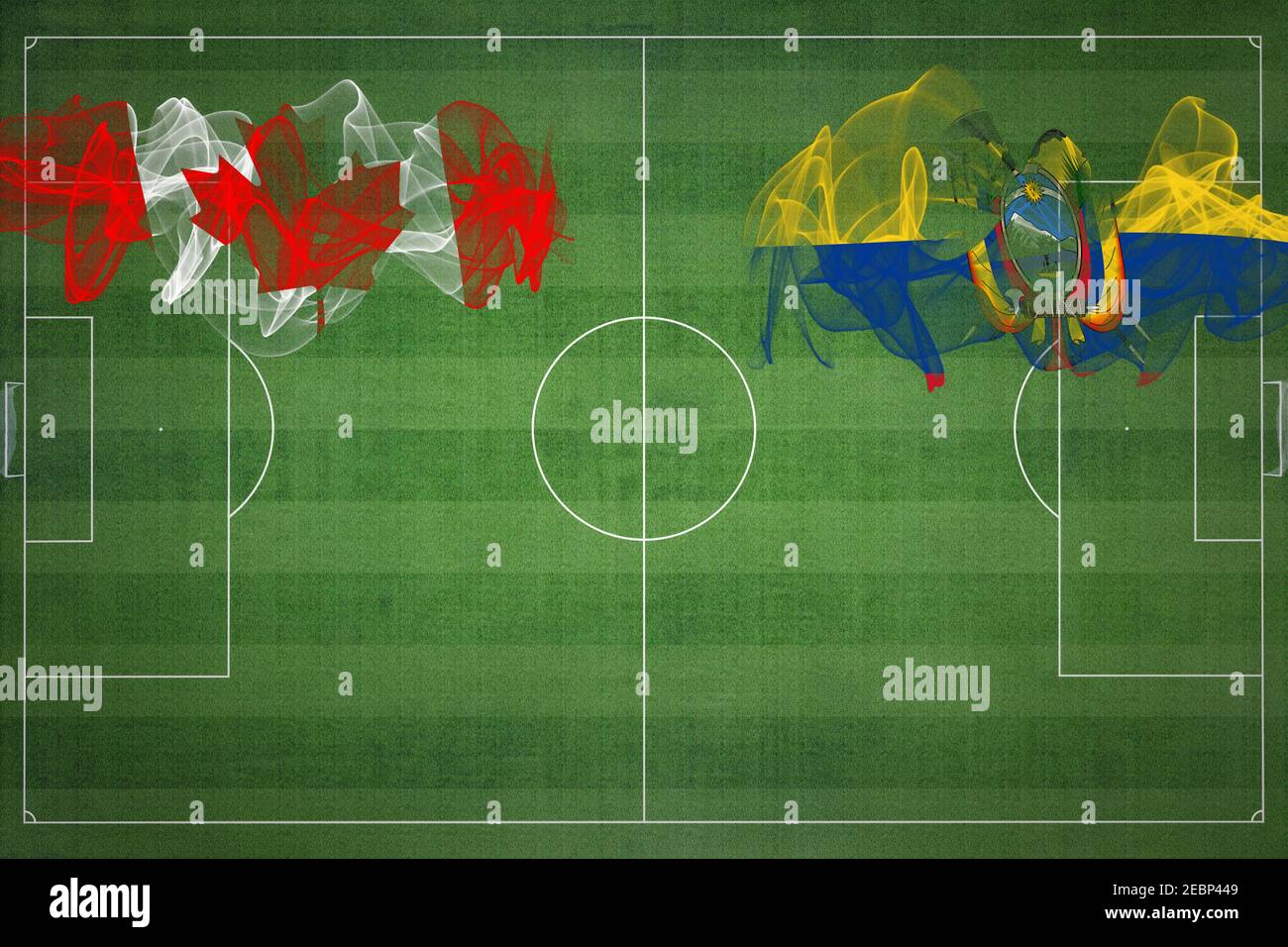 Canada vs Ecuador Soccer Match, national colors, national flags, soccer ...