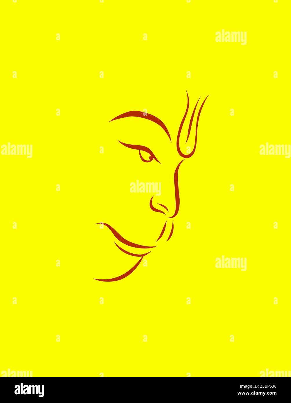 Illustration of lord Hanuman with red lines isolated on yellow ...