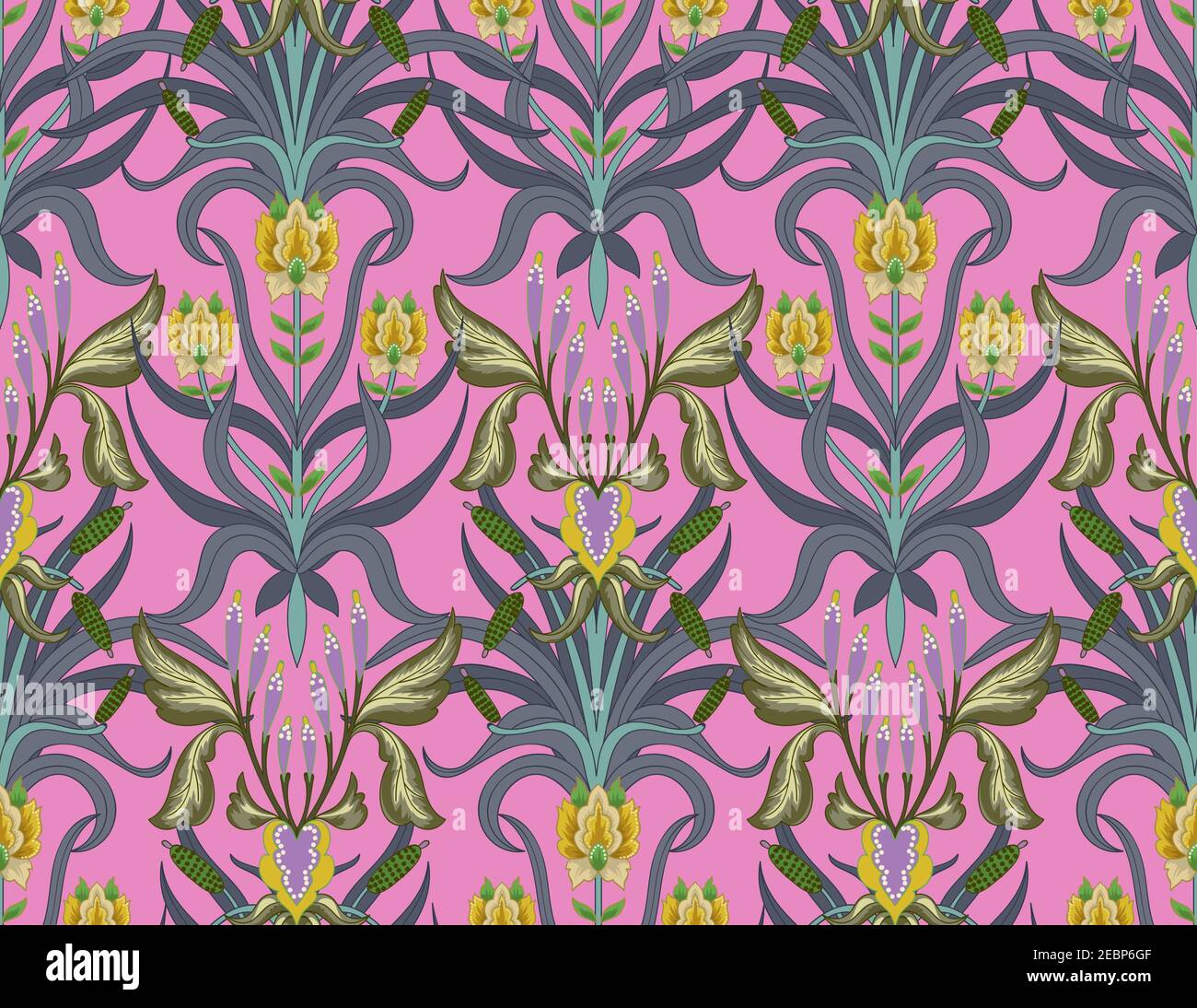 Modern seamless pattern with floral art deco elements. Vector Stock ...