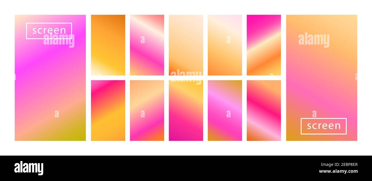Mobile screen lock display collection of colorful backgrounds in trendy ...