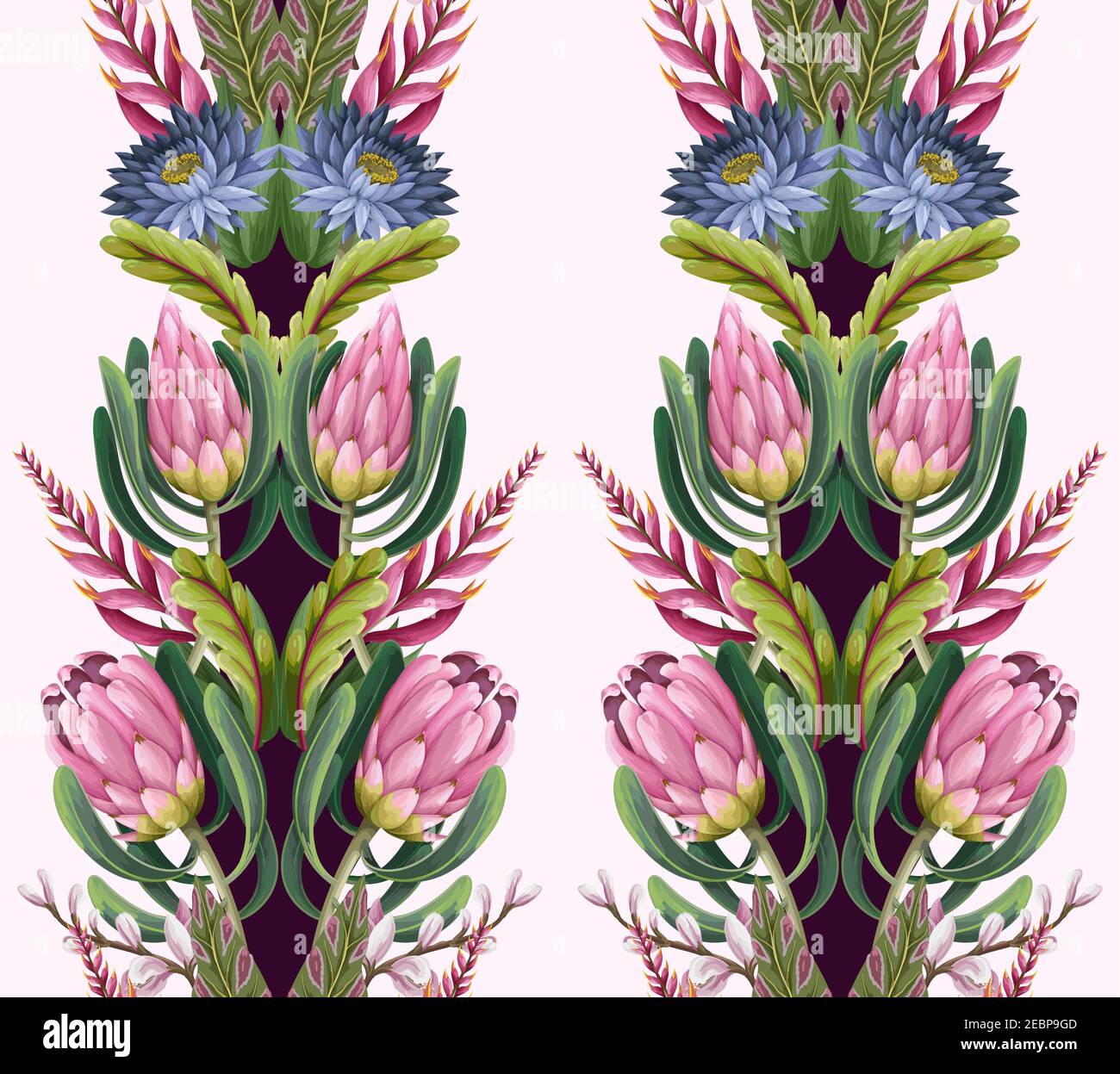 Border with proteas flowers. Trendy floral vector print Stock Vector ...
