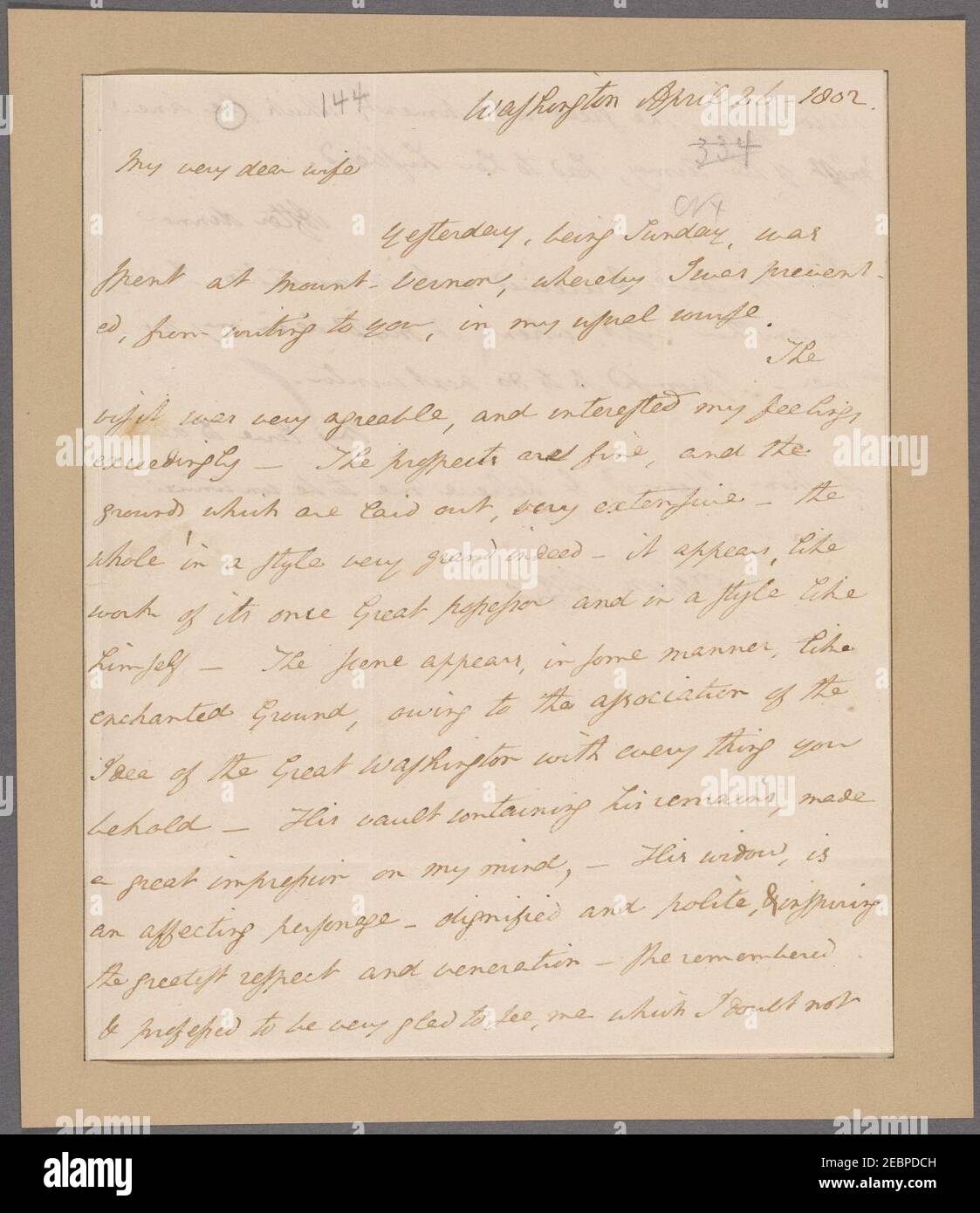 Odgen, Aaron. Washington. To his wife Stock Photo - Alamy