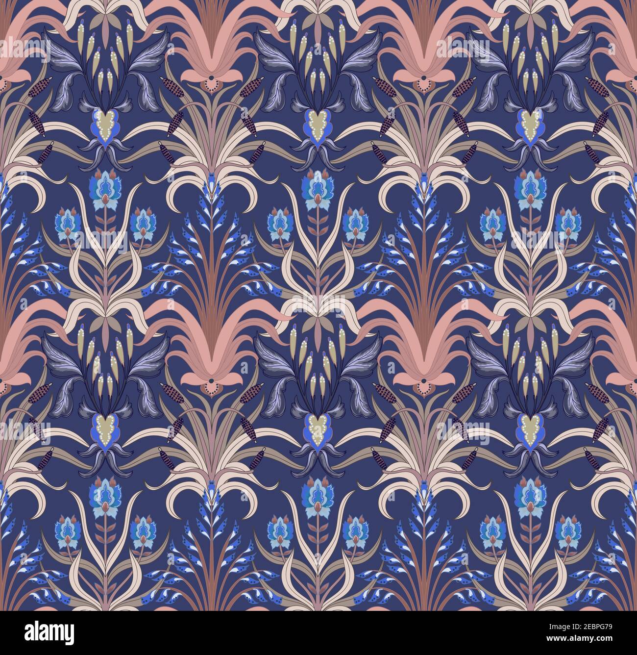 Modern seamless pattern with floral art deco elements. Vector Stock ...