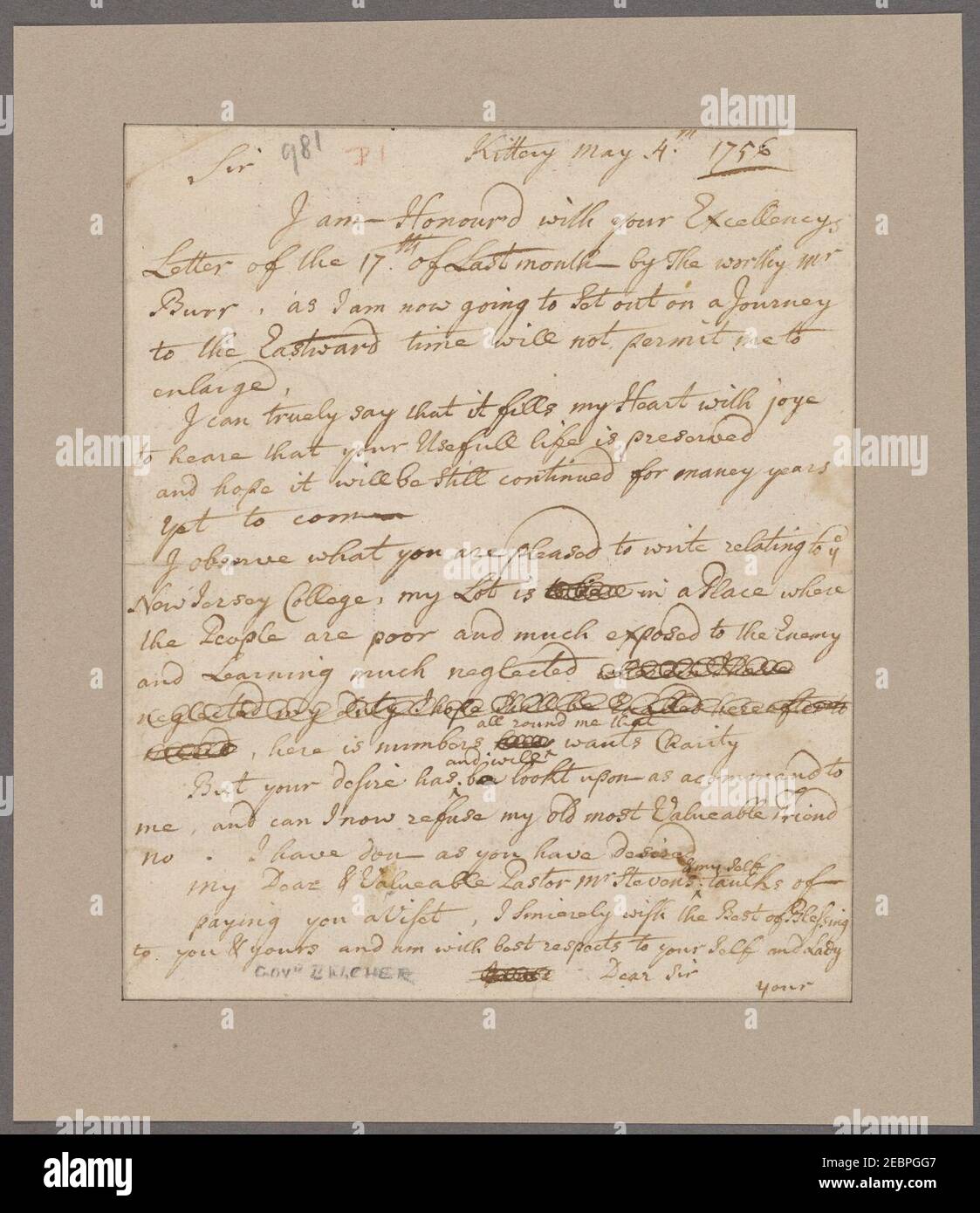 Pepperrell, Sir William. Kittery (Maine). To Governor Jonathan Belcher ...