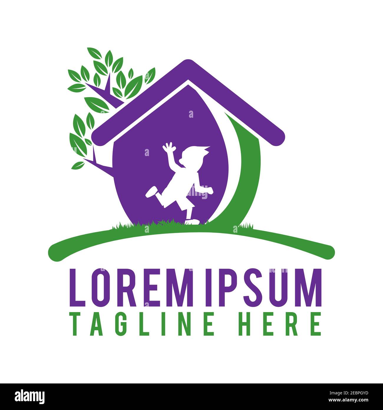 Home child care vector emblem sign symbol mark logotype. Vector ...