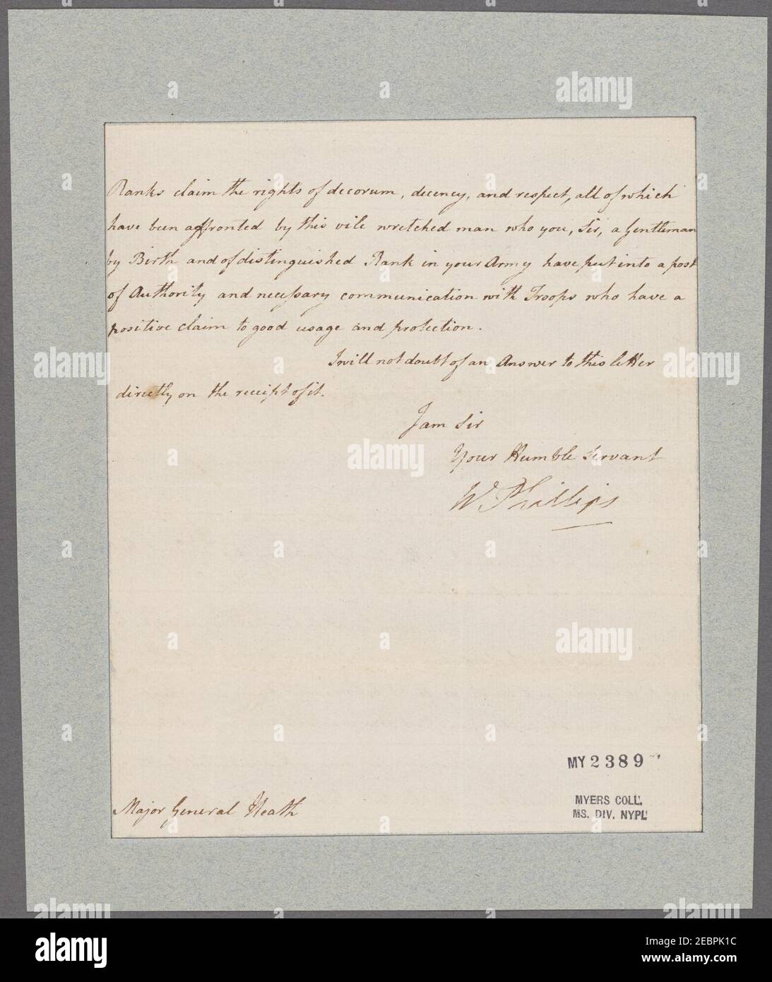 Phillips, W. Cambridge. To Major General Heath Stock Photo - Alamy