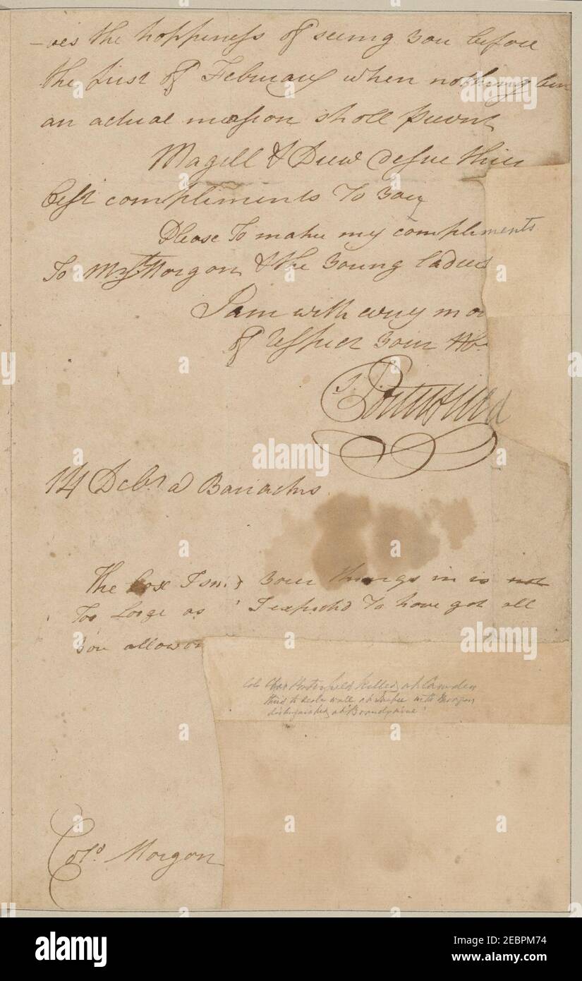 Porterfield, Chas. Barracks. To Colonel Morgan Stock Photo - Alamy