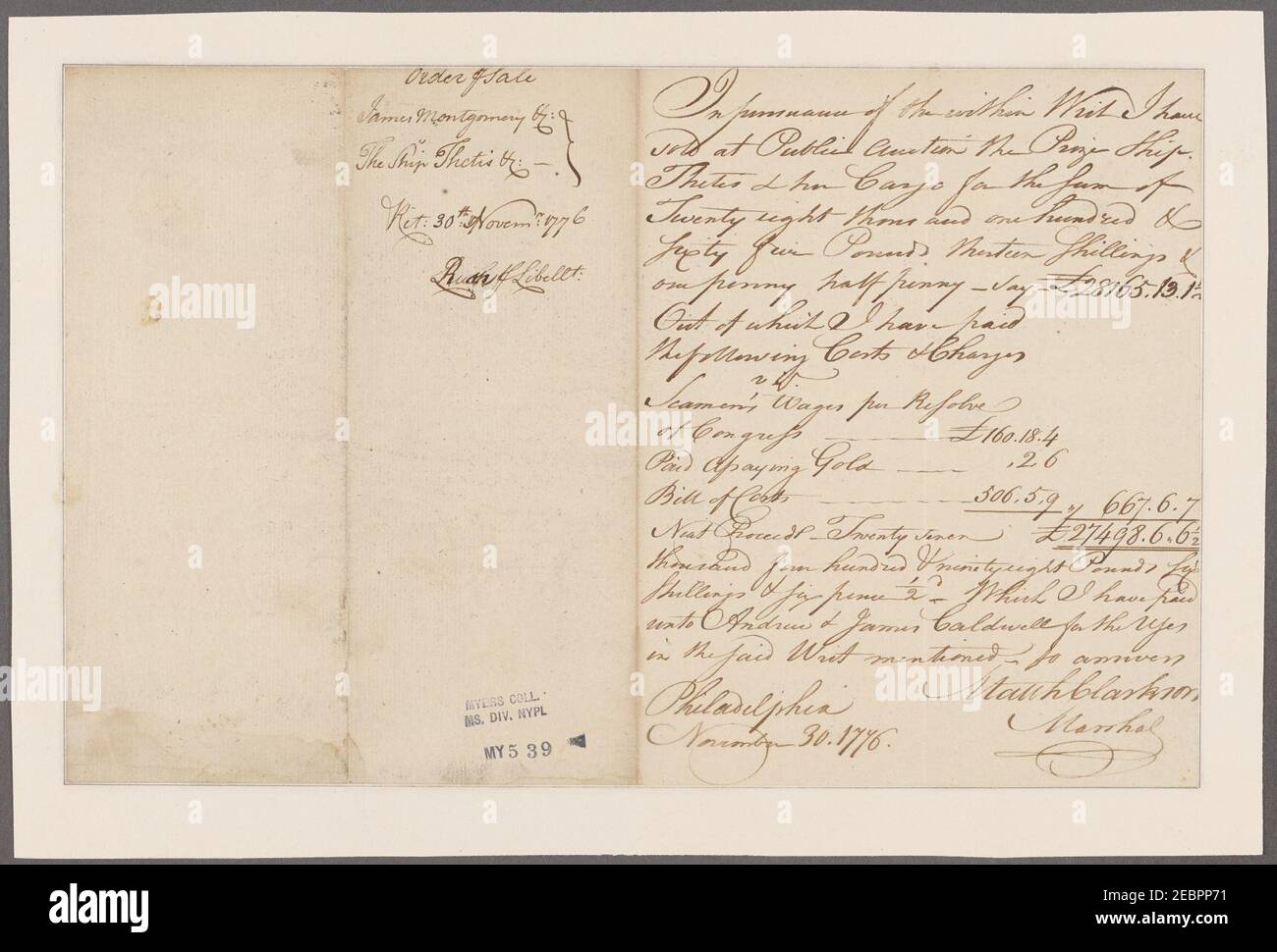 Ross, George. Pennsylvania. To Matthew Clarkson, Esq Stock Photo - Alamy