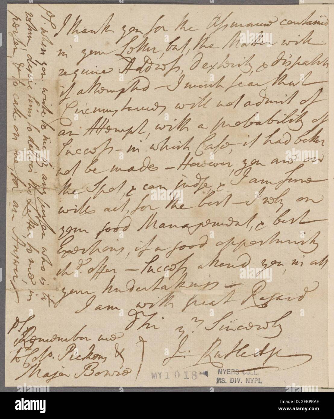 Rutledge, John. Cheraws. To Brigadier General Morgan Stock Photo - Alamy