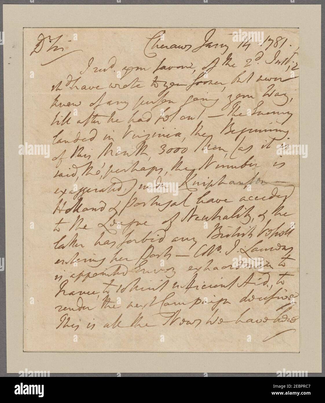 Rutledge, John. Cheraws. To Brigadier General Morgan Stock Photo - Alamy