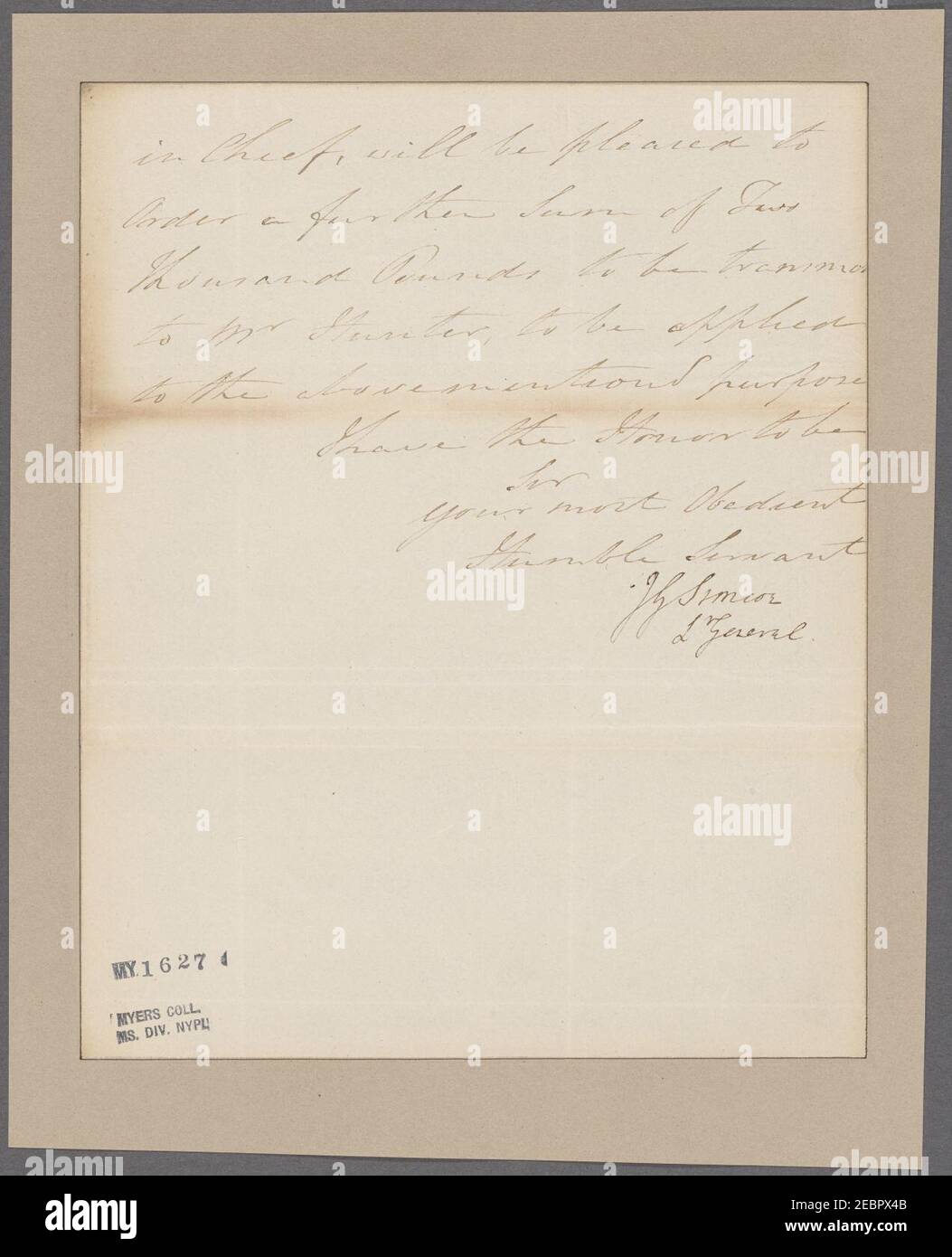 Simcoe, John Graves. Exeter. To Major General Brownrigg Stock Photo - Alamy