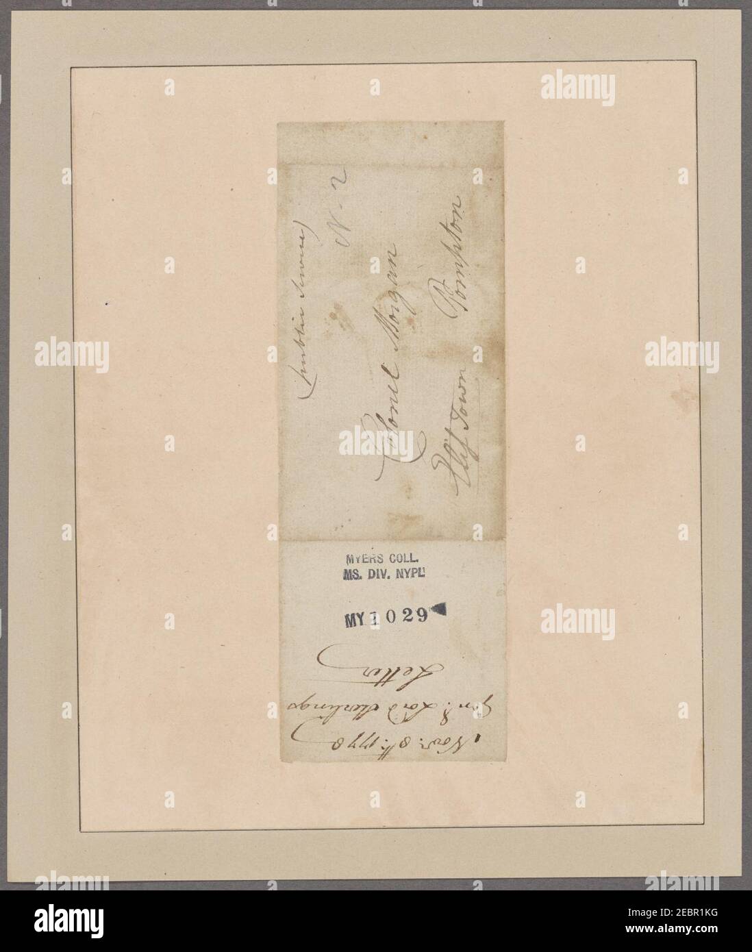 Stirling, (Lord). Elizabethtown. To Colonel Morgan Stock Photo - Alamy