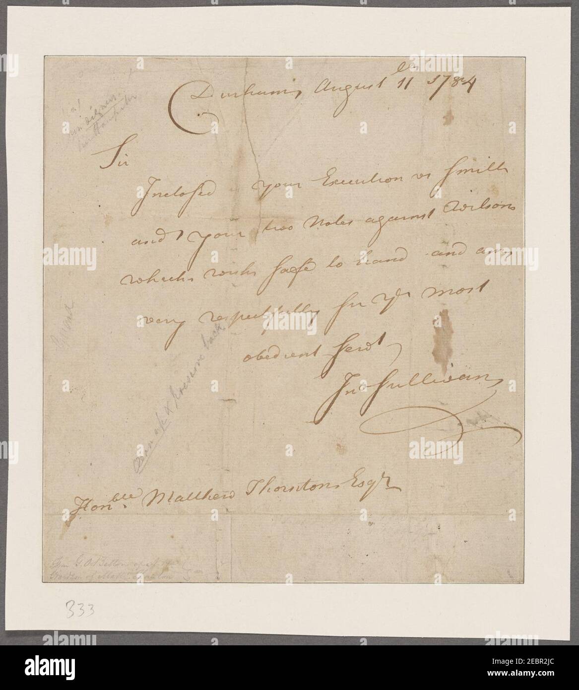 Sullivan, Jonathan. Durham. To Matthew Thornton Stock Photo - Alamy