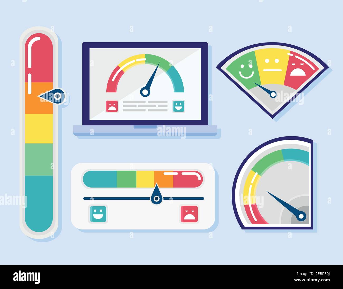 bundle of five customer satisfaction set icons and tablet Stock Vector ...