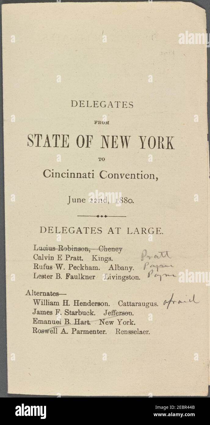 Telegrams relating to 1880 Democratic National Convention Stock Photo ...