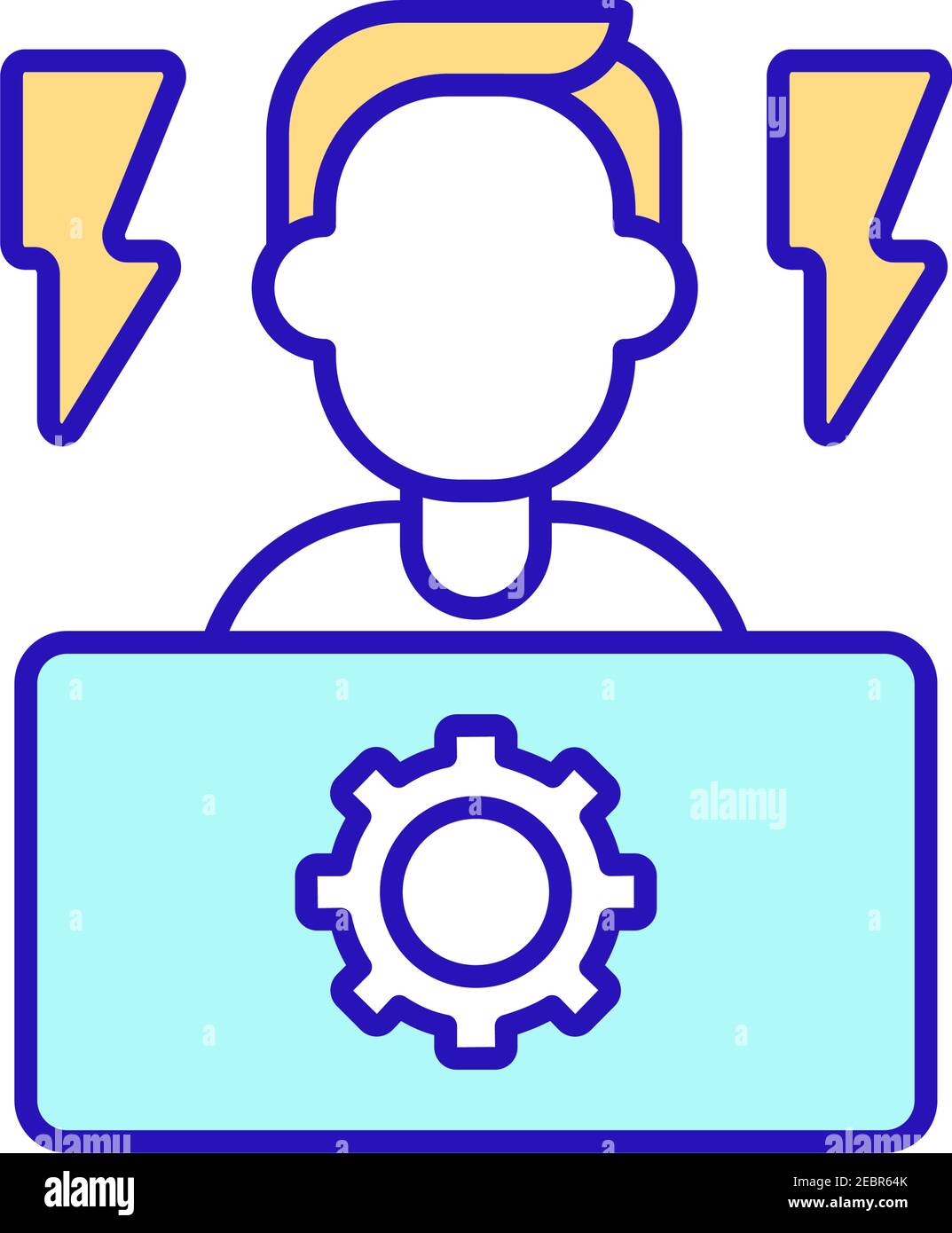 Employee having stress from working at computer RGB color icon Stock ...