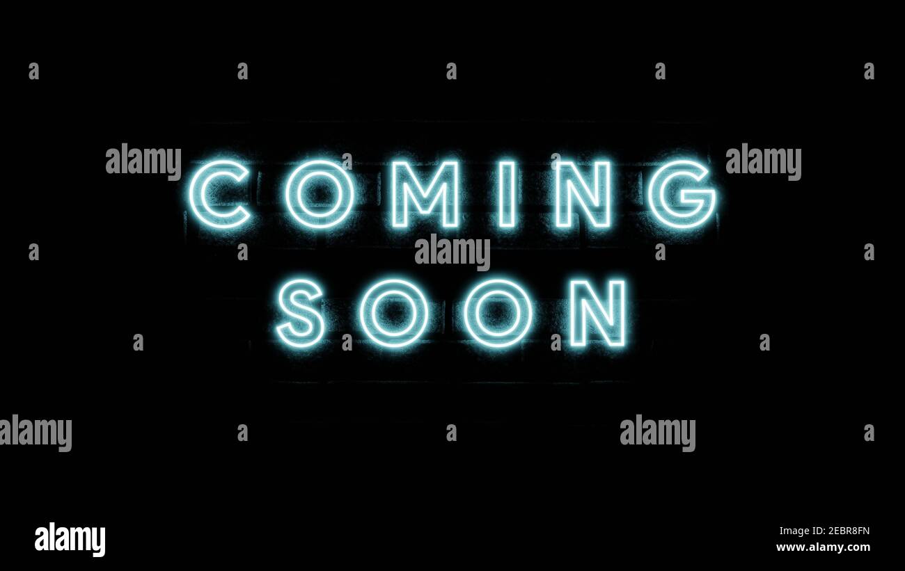 3d illustration rendering text coming soon with effect light blue color ...