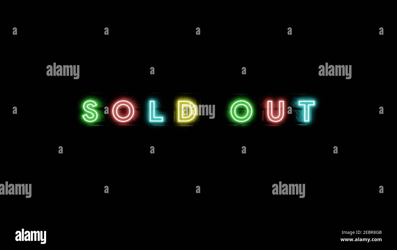 3d illustration rendering text sold out with effect light colorful in ...