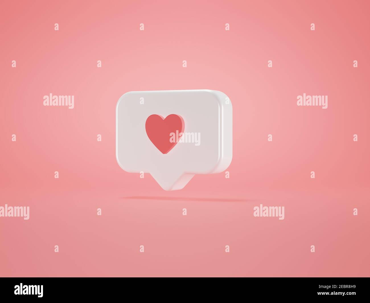 3d illustration rendering social media notification love heart icon in ...