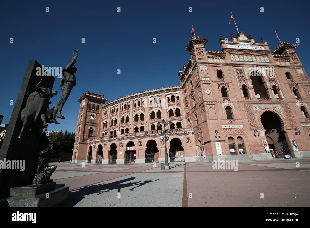The bull ring or Plaza de Toros, also known as Las Ventas, in Madrid ...