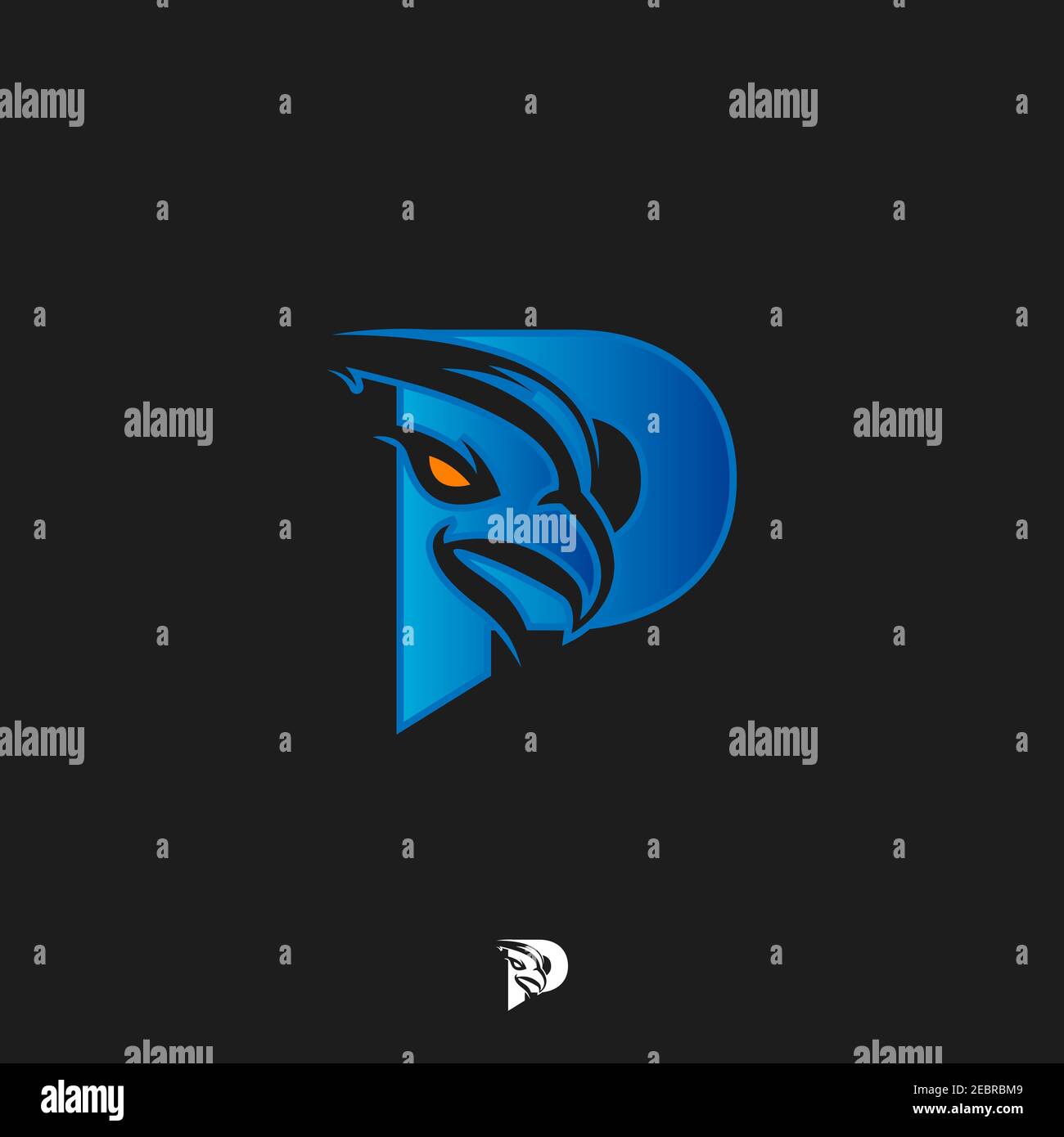 letter P eagle head silver logo gold black background.EPS 10 Stock ...