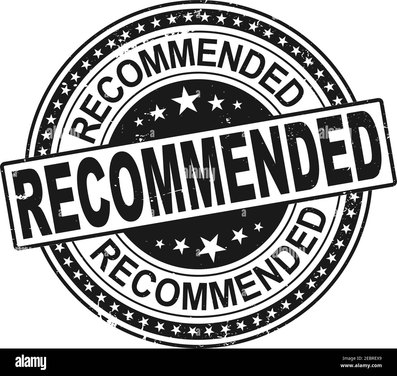 Recommended word and five star on circle and bar badge vector ...