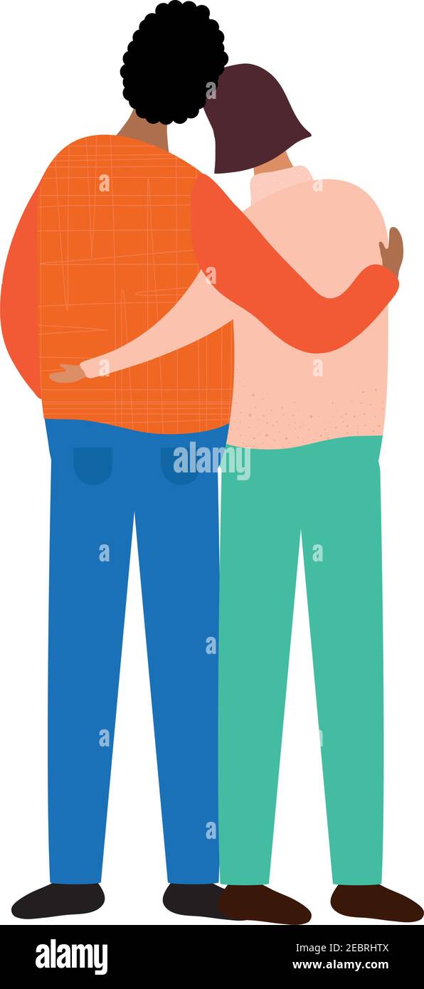 lovers couple hugging back position characters Stock Vector Image & Art ...