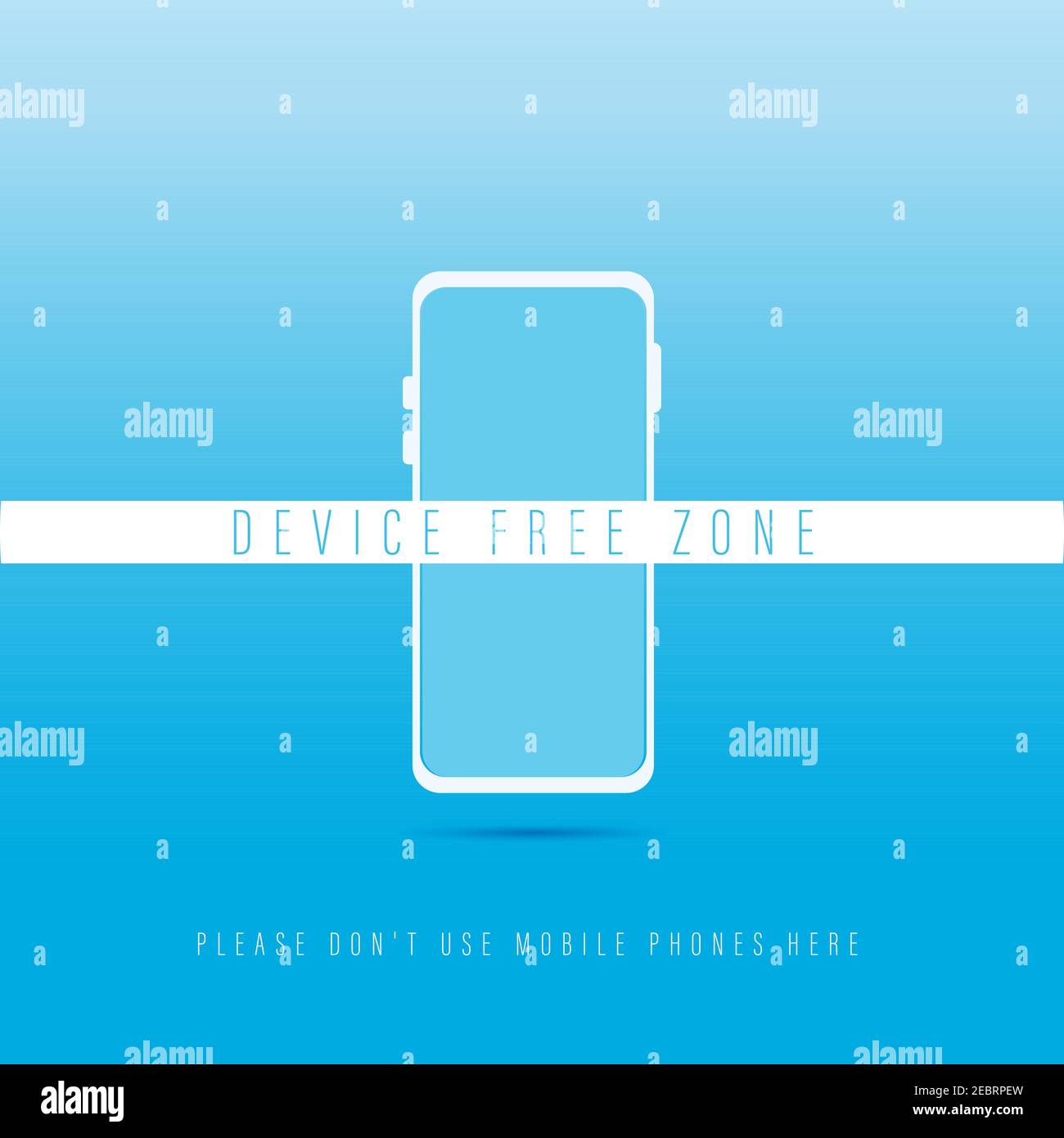 Device free zone. Digital detox. Mobile phone schematically depicted ...