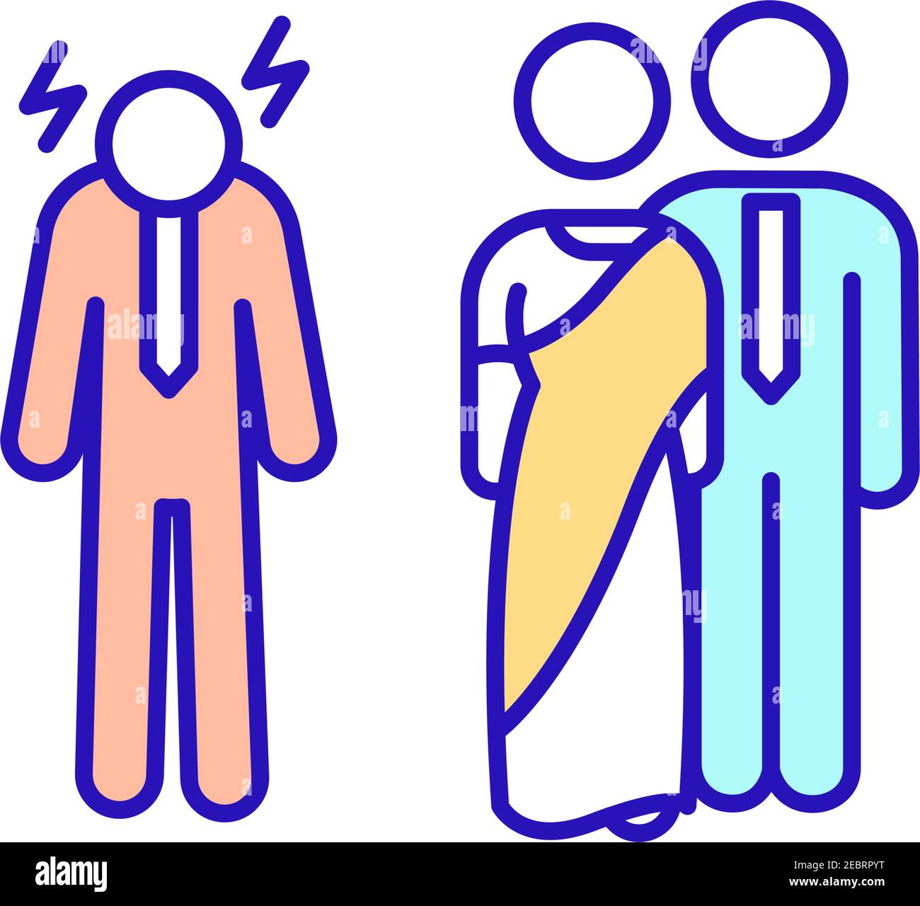 Confusion and anxiety in different society RGB color icon Stock Vector ...
