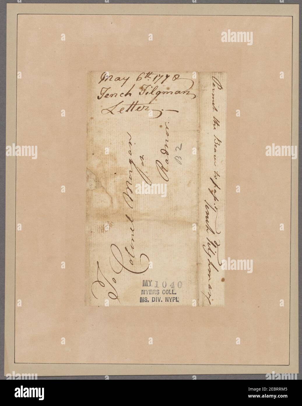 Tilghman, Tench. Headquarters. To Colonel Morgan Stock Photo - Alamy