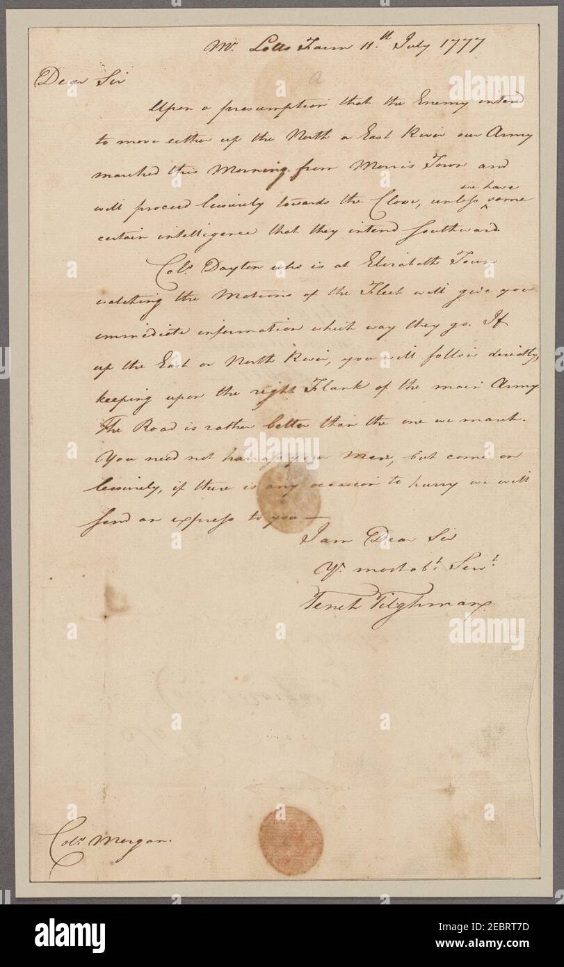 Tilghman, Tench. Mr. Lott's Farm. To Colonel Morgan Stock Photo - Alamy