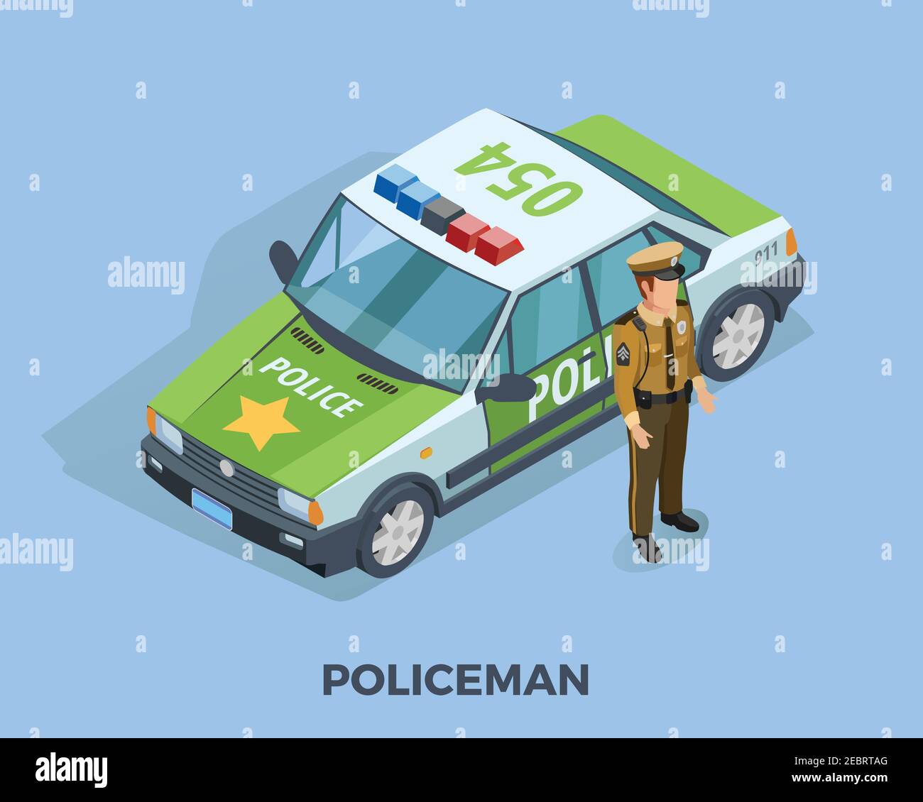 Police profession isometric template with policeman in uniform standing ...