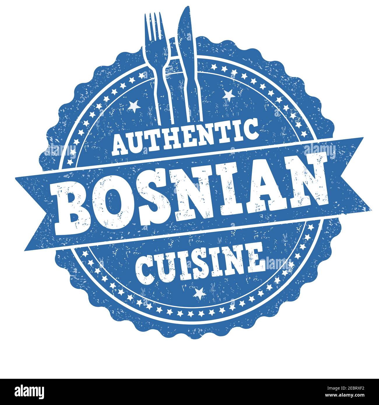 Authentic bosnian cuisine sign or stamp on white background, vector ...