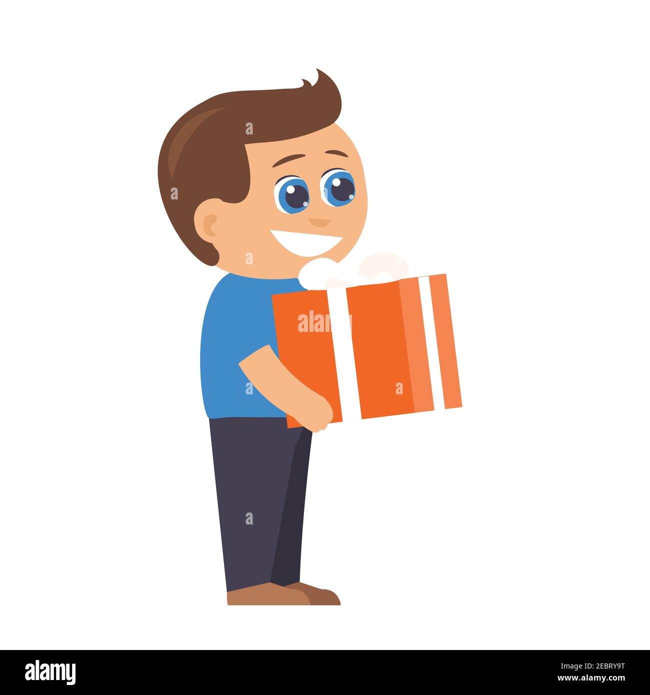 Boy Give Gift Cartoon High Resolution Stock Photography and Images - Alamy