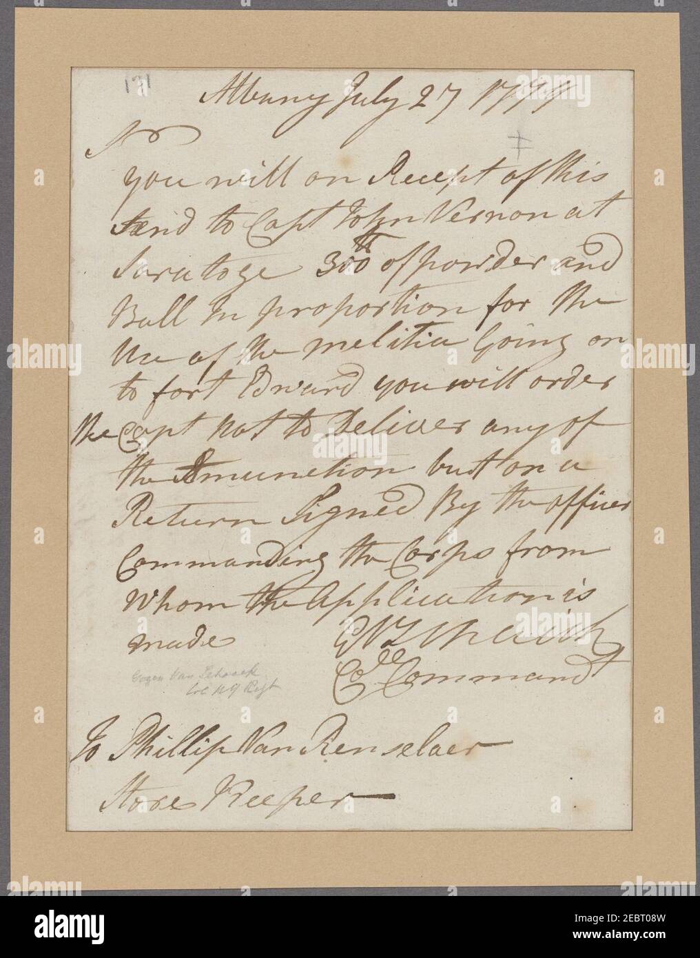 Van Schaick, Goose. Albany. To Philip Van Rensselaer Stock Photo - Alamy