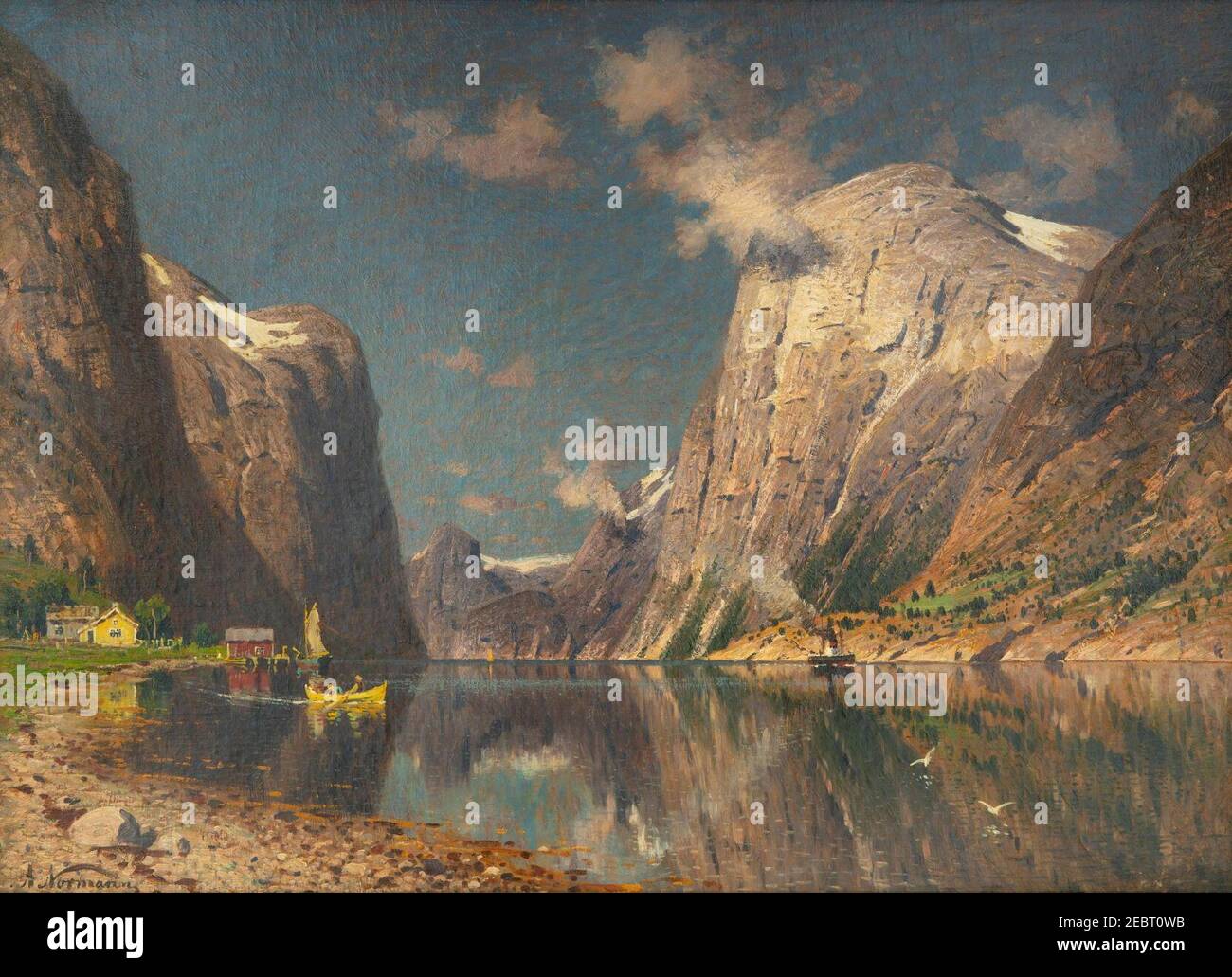 View of a Fjord by Adelsteen Normann, oil Stock Photo - Alamy