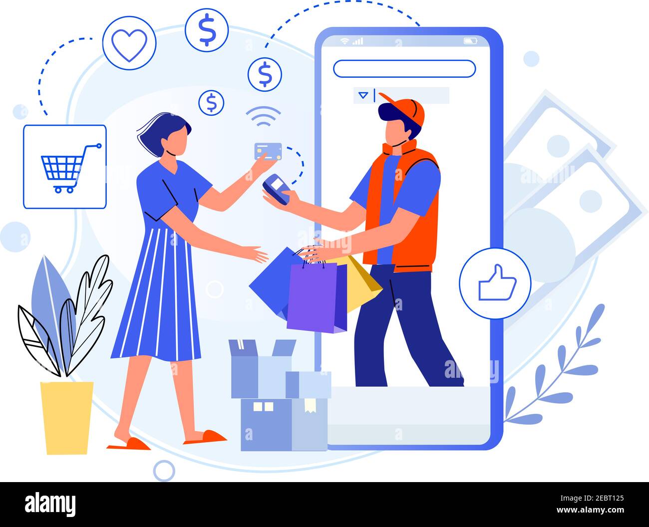 Shopper paying by card Stock Vector Images - Alamy