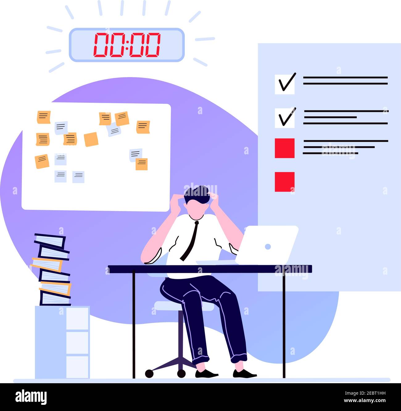 Deadline concept, employee busy and hurry finish work Stock Vector ...
