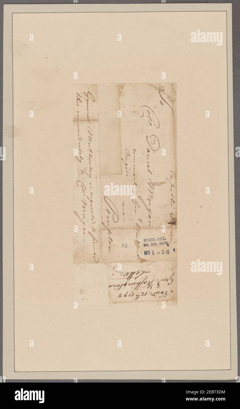 Washington, George. Headquarters. Frederick. To Colonel Morgan Stock ...